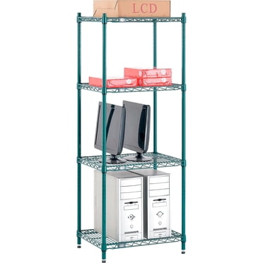 Nexel Poly-Green, 4 Tier, Wire Shelving Starter Unit, 54"W x 18"D x 54 ...