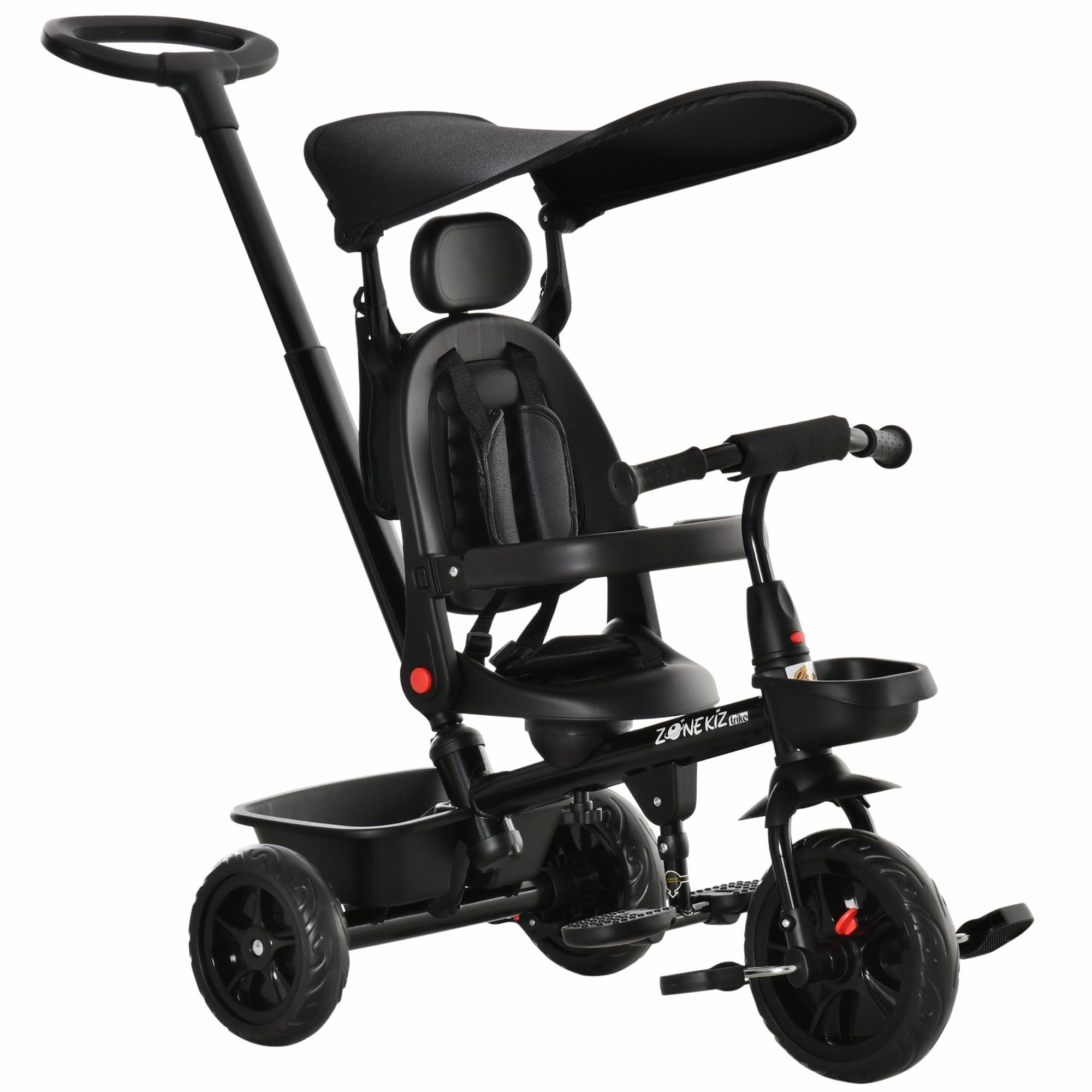 Qaba Kids Tricycle 4 In 1 Trike with Reversible Angle Adjustable Seat ...
