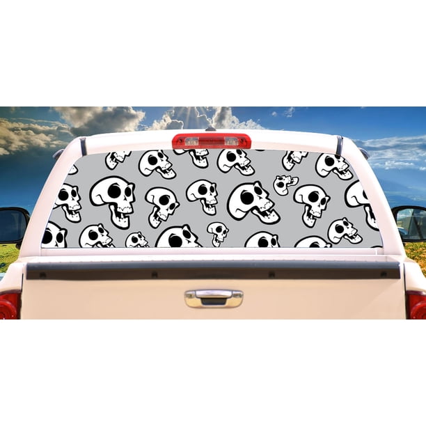 LAUGHING SKULLS Rear Window Graphic truck view thru vinyl decal back ...