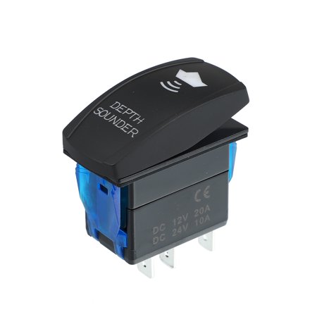 Depth Sounder Rocker Switch 5Pin On-Off Blue LED Light 12V/24V Switch ...