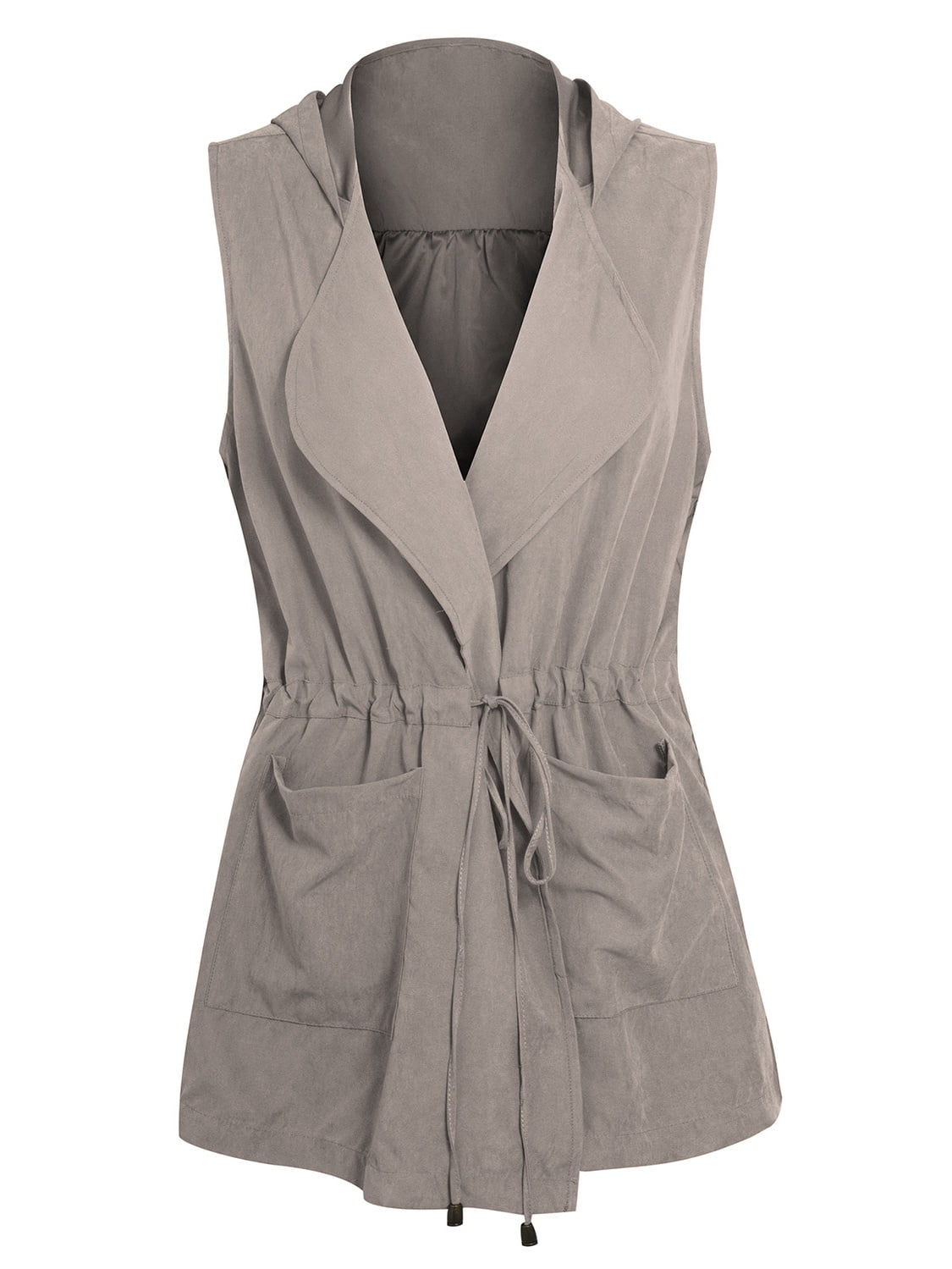 Women's Drawstring Waist Lightweight Hooded Vest - Walmart.com