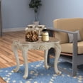 Wooden End Table With Marble Top Pearl White - Saltoro Sherpi - Walmart.com