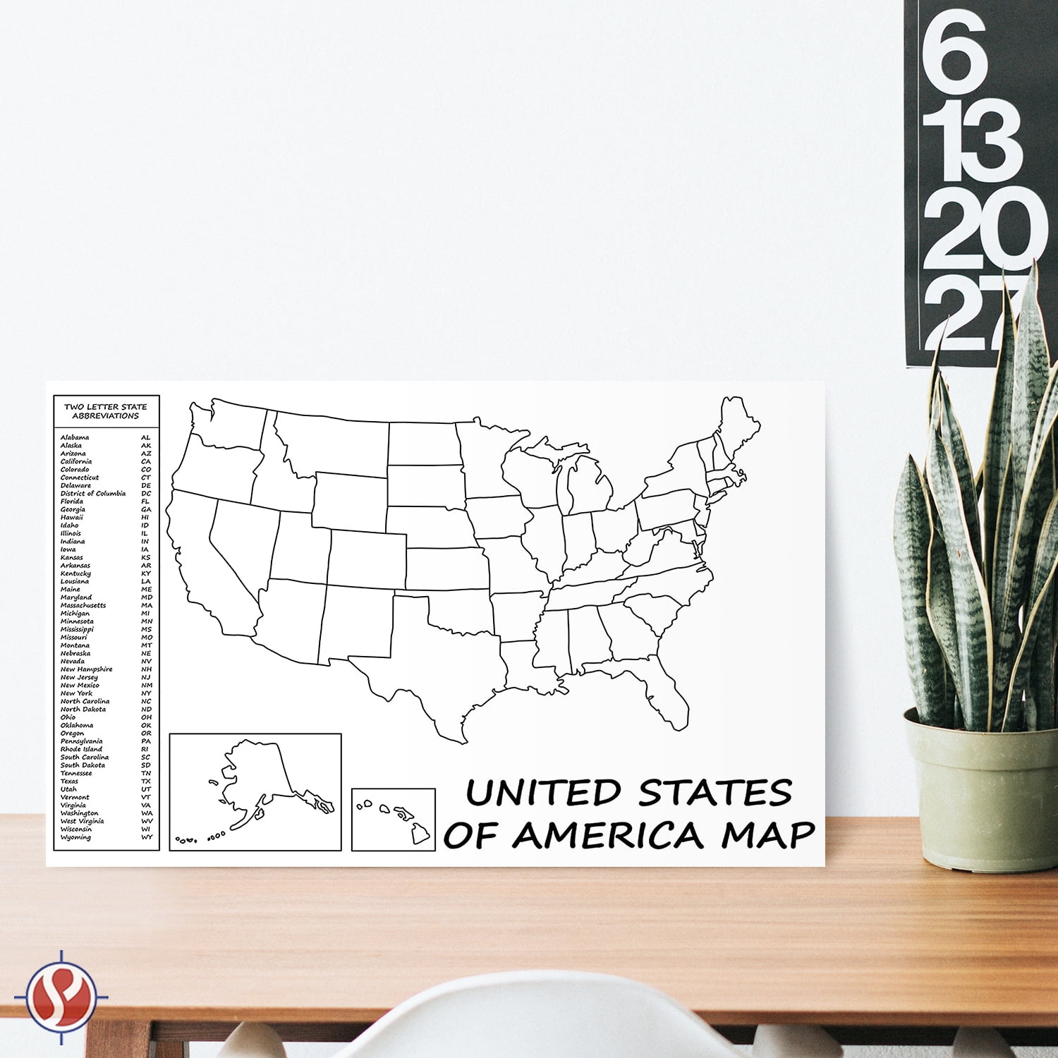 Buy United States Map - USA Poster, US Educational Map - With 2 Letter ...