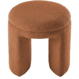 Meridian Furniture Bowen Saddle Faux Shearling Teddy Fabric Ottoman ...