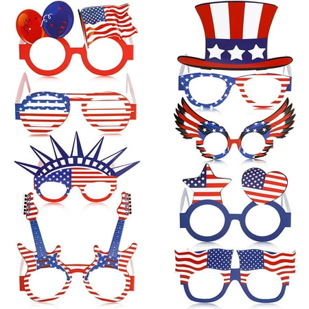 32 Pieces 4th of July American Flag USA Patriotic Design Paper Glasses ...