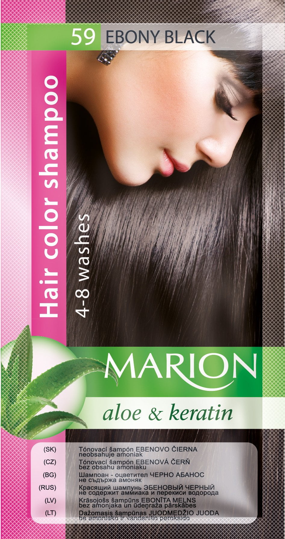 Marion Gray Hair Color Shampoo Dye Kit, Ebony Black, Aloe and Keratin ...