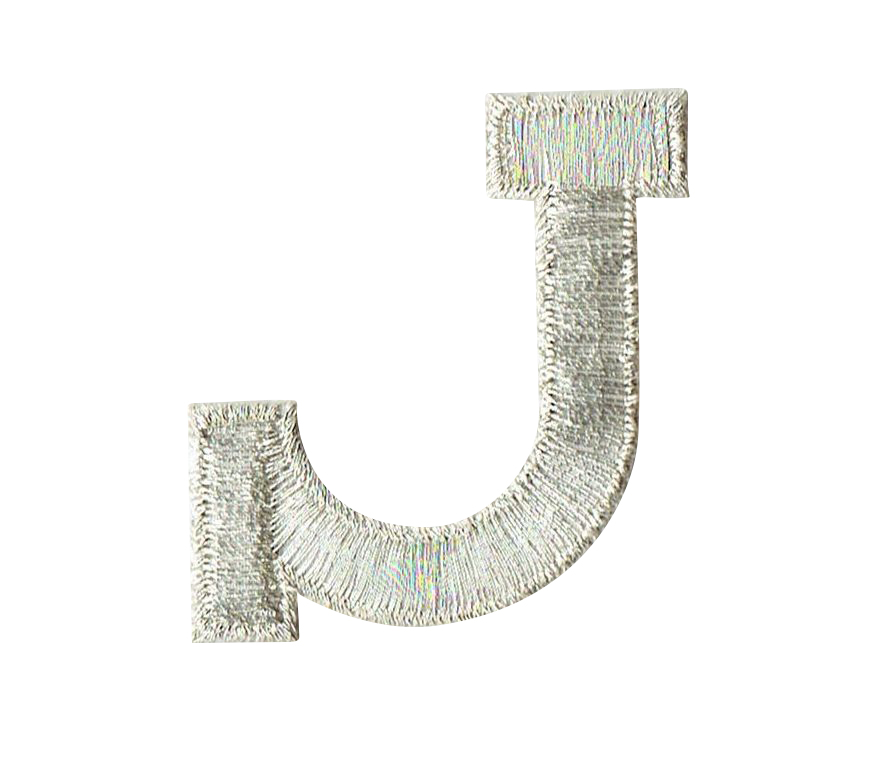 Alphabet Letter - J - Color Silver - 2" Block Style - Iron On ...