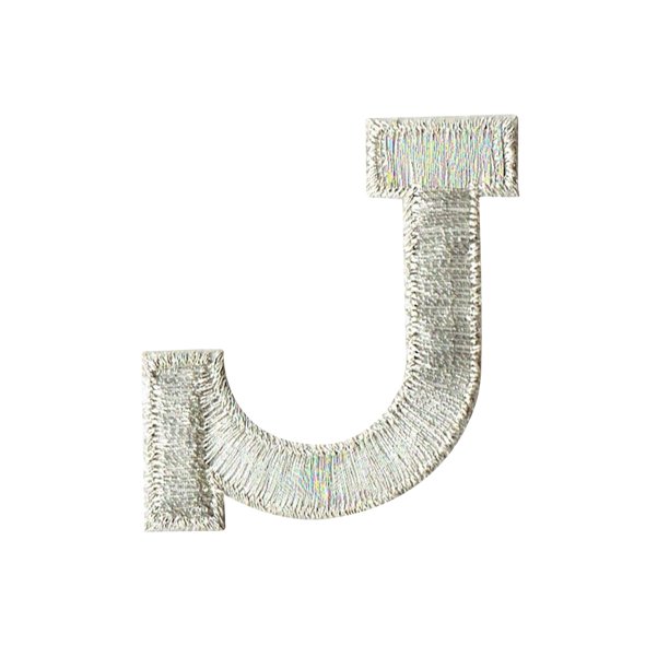 Alphabet Letter - J - Color Silver - 2" Block Style - Iron On ...