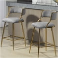 2 Modern Grey Corduroy Bar Stools with Backrest, 26 Inch Counter Stool ...