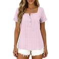 Aezemi Women's Short Sleeve Striped Shirt, Square Neck Printed Summer ...