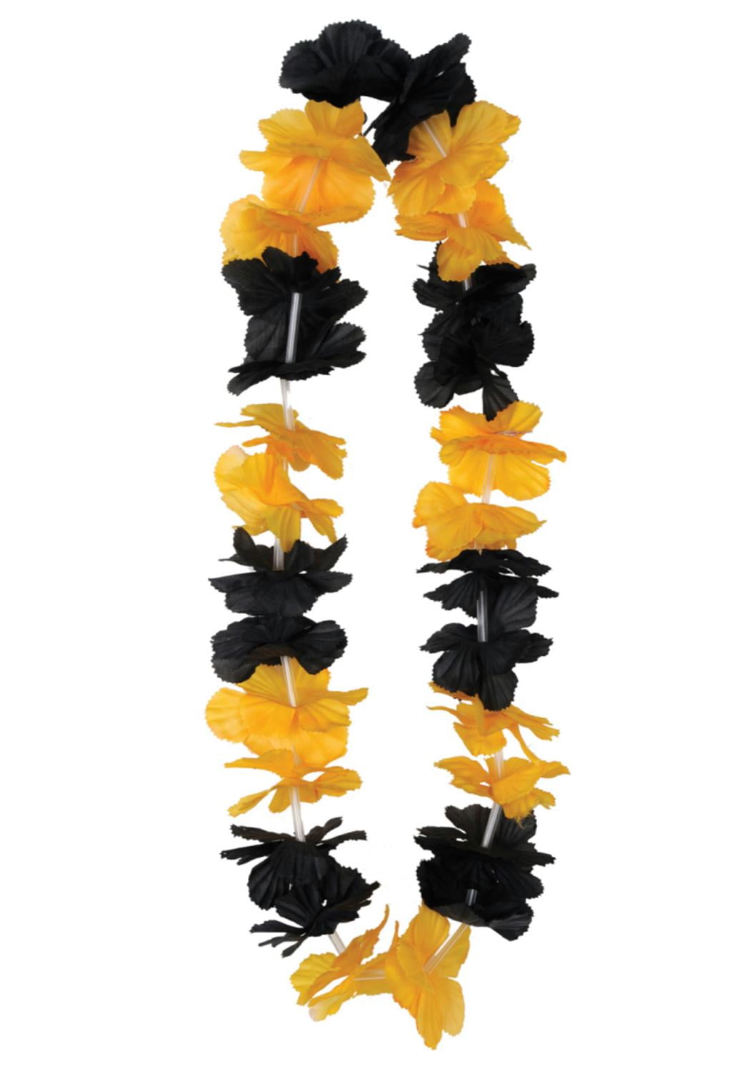 Club Pack of 12 Black & Yellow Hawaiian Luau Tropical Beach Party ...