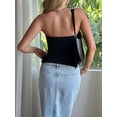 Black Women Strapless Tube Crop Top With Side Slit Solid Color Summer ...