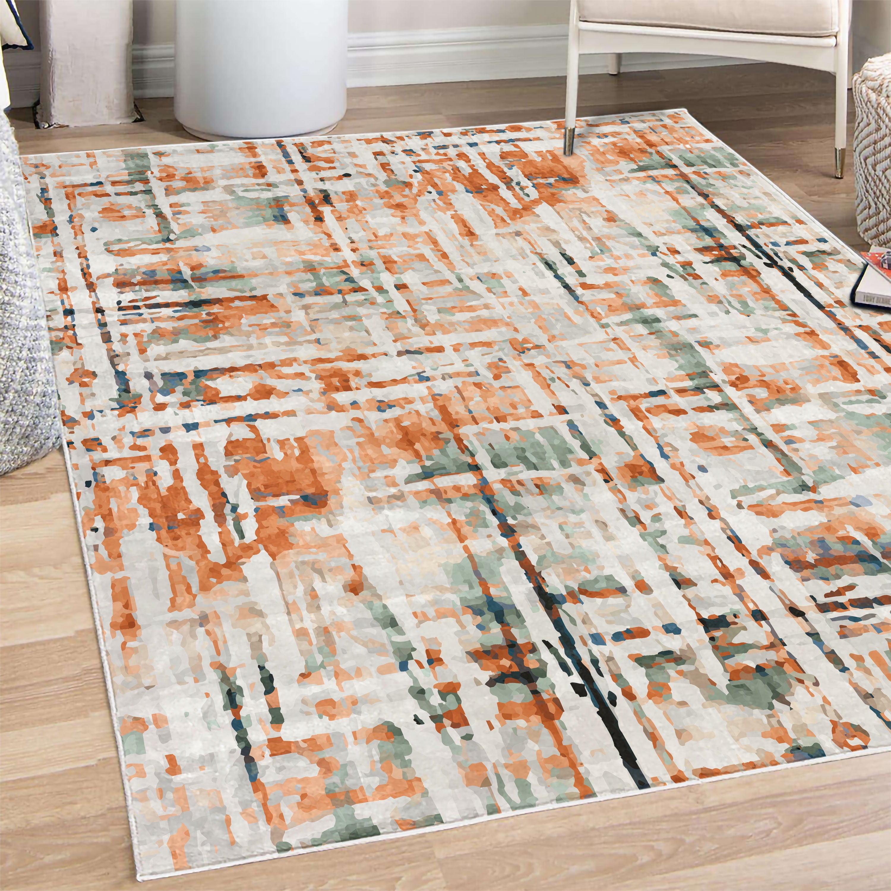 Grunge Decorative Rug, Abstract Paint Manifold Complicated Mixed and ...