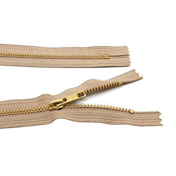 #5 Beige Closed Bottom Brass Upholstery YKK Zipper - Color: Beige #573 ...