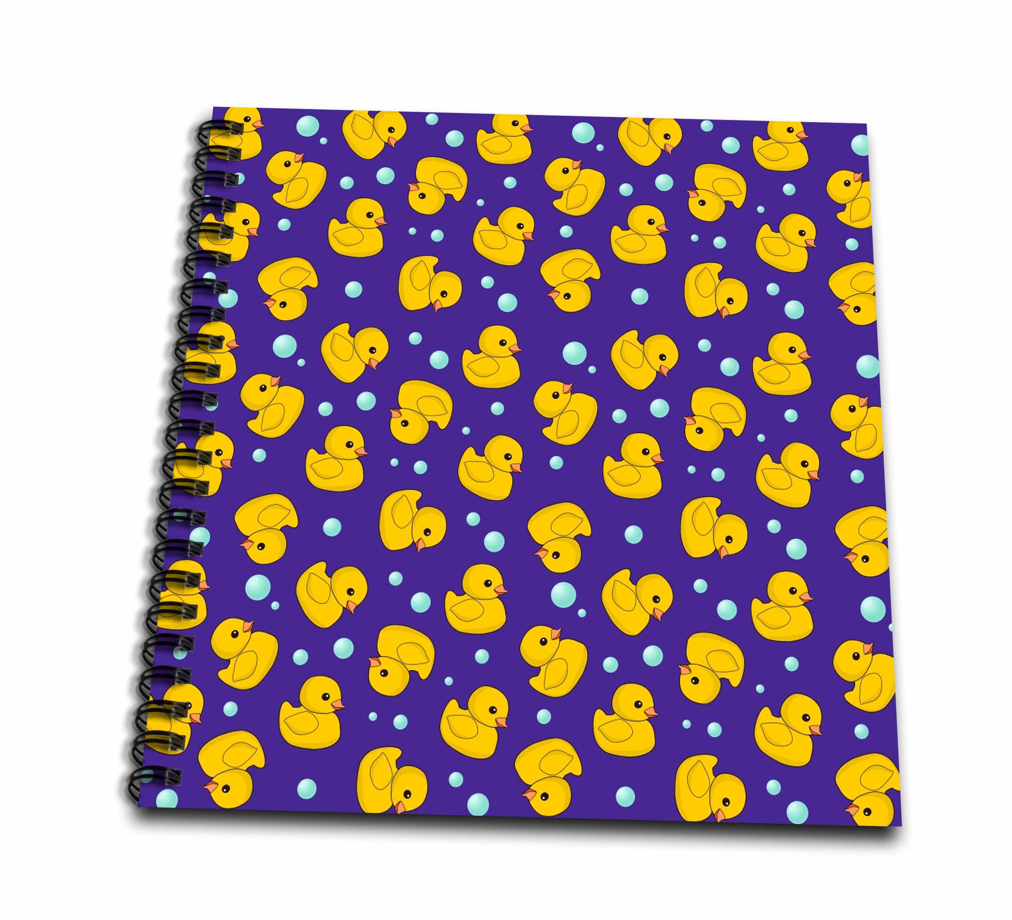 3dRose Cute Rubber Duckie pattern Yellow ducks on purple navy blue ...