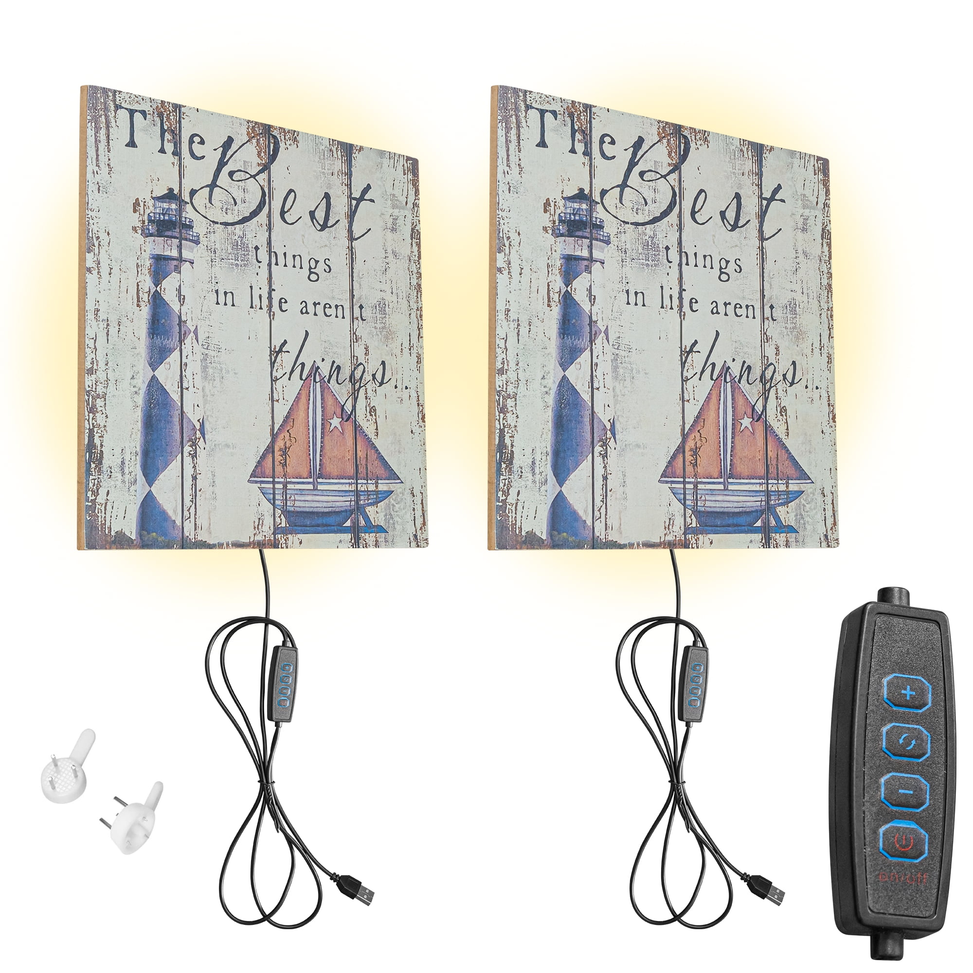 Kiven Led Wooden Wall Lamp, Plug-in Wall Lights with Dimmer Switch & 3 ...