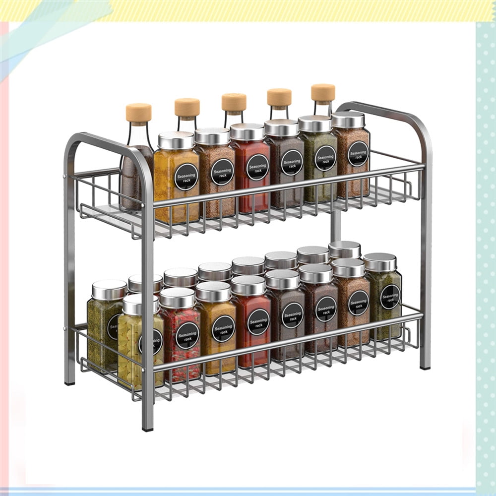 Auledio 2 Tier Spice Rack Freestanding Shelf Storage Holder for Kitchen ...