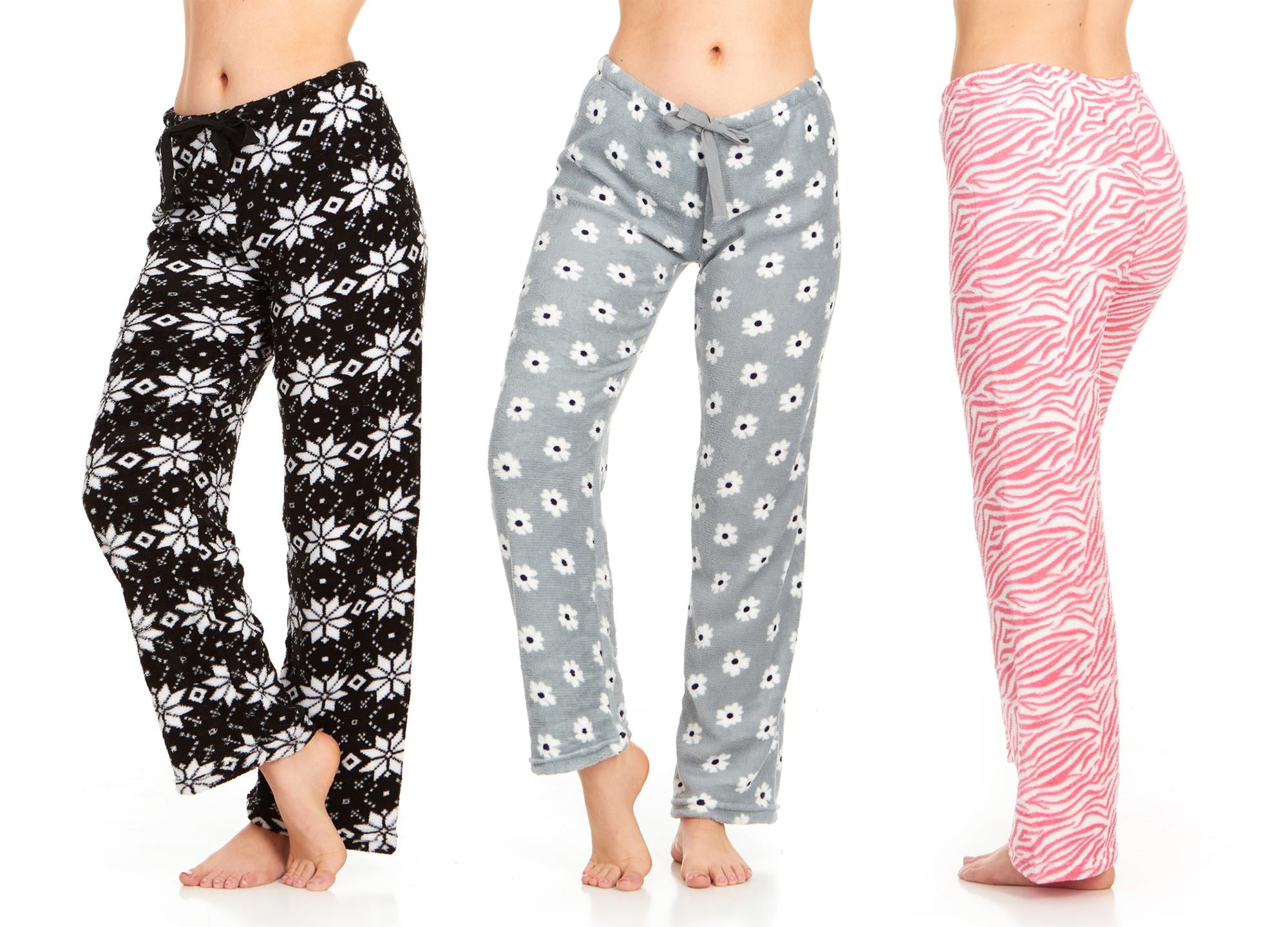 DARESAY Womens Super-Soft Plush Fleece Pajama Bottoms/Lounge Pants - 3-Pack - Walmart.com