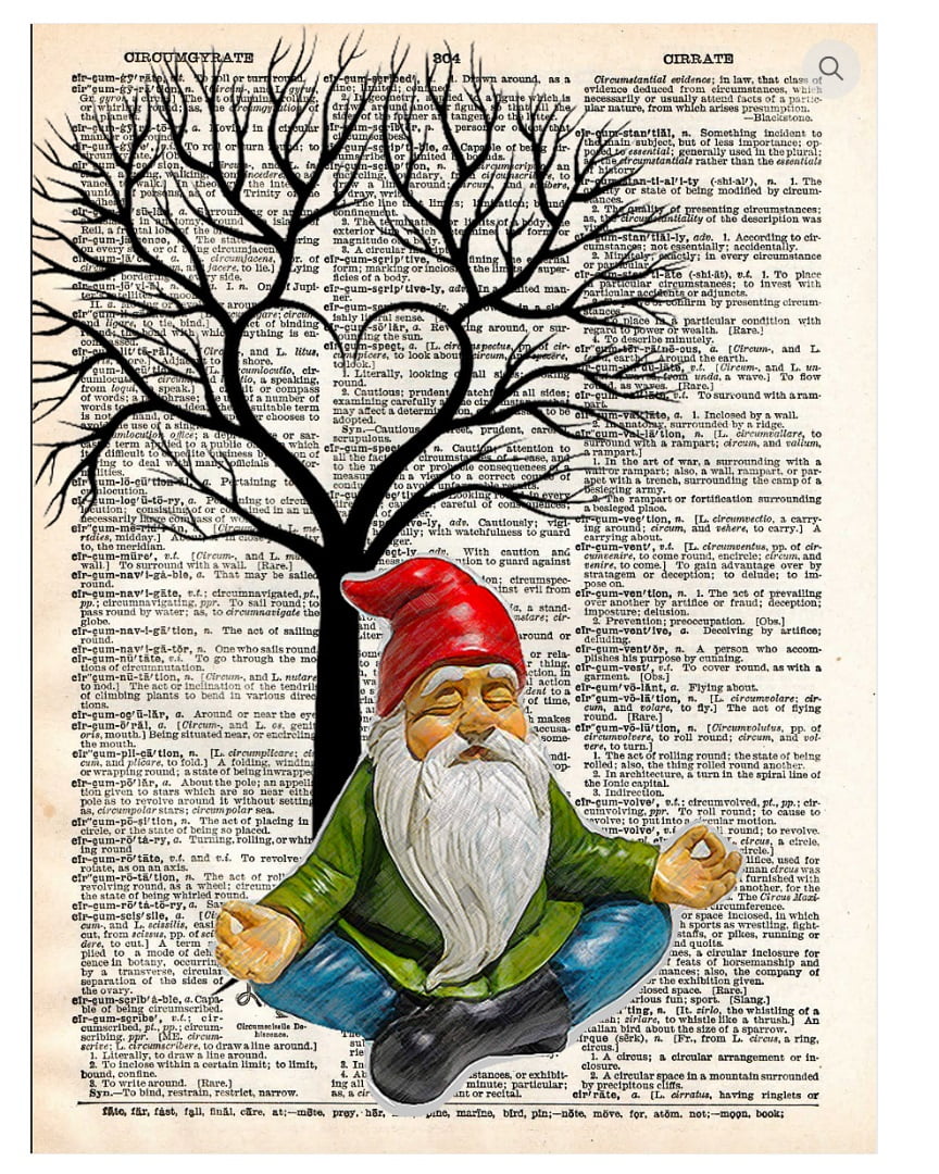 Art N Wordz Gnomaste Gnome Meditation Dictionary Page Pop Art Wall or ...