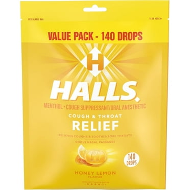 Halls Smooth Relief Sugar Free Honey Lemon Cough Drops - 180 Count - Walmart.com
