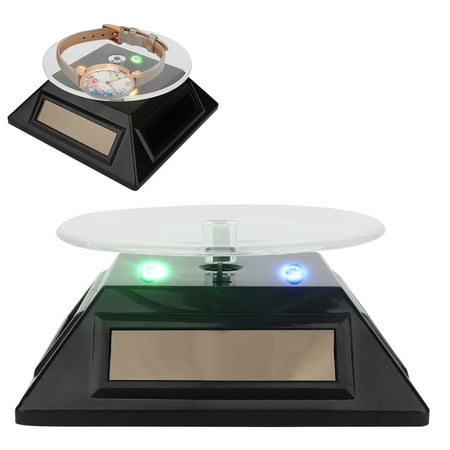 Desktop Storage Rack LED Light Turntable Display Stand, Solar Powered ...