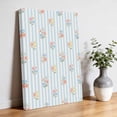 Blue Pink Yellow Floral Canvas Wall Art for Living Room, Blue Stripes ...