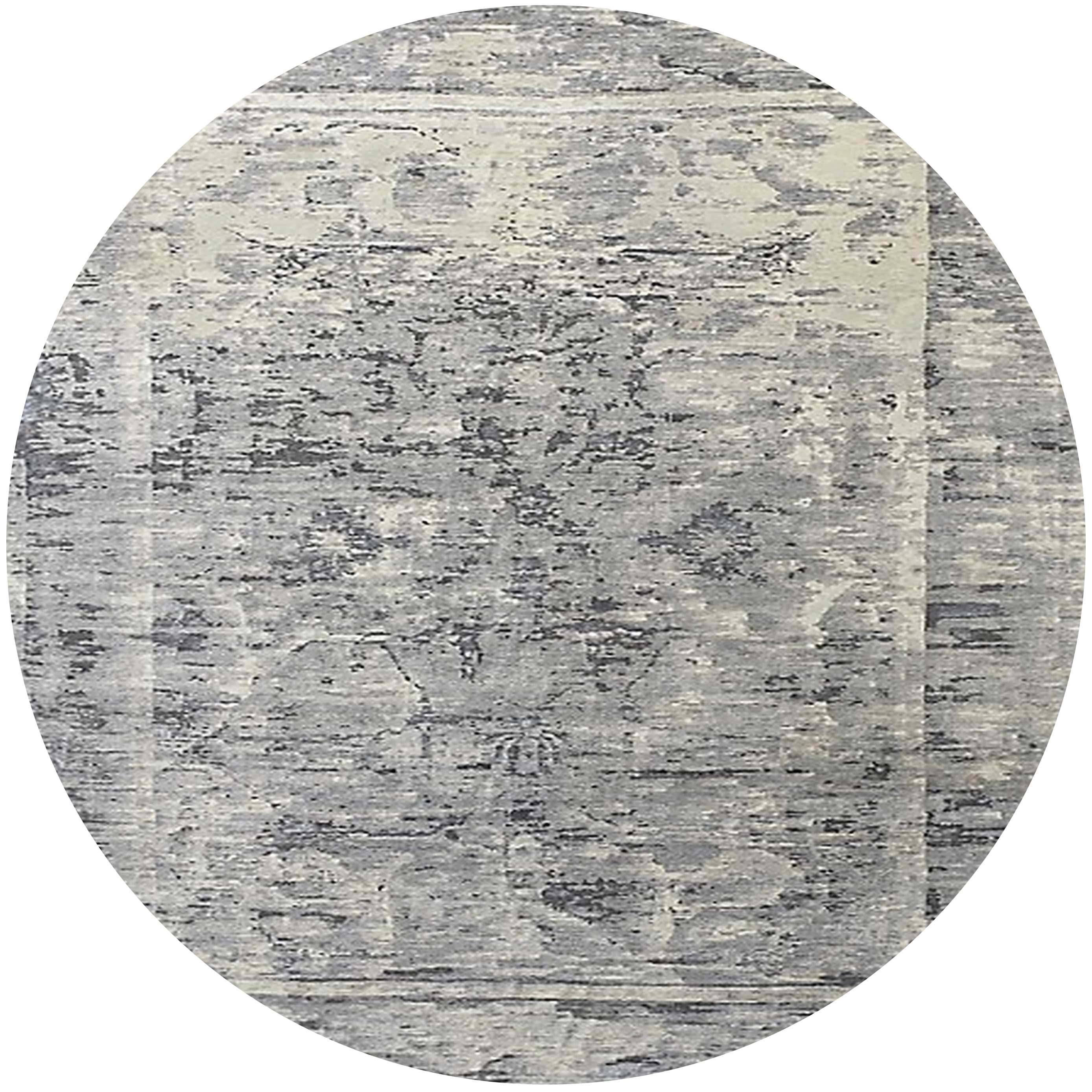 Ahgly Company Indoor Round Mid-Century Modern Pale Silver Gray Oriental ...