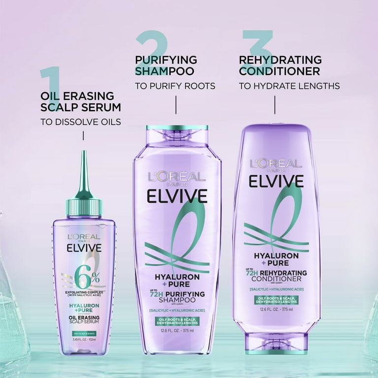 L Oreal Paris Elvive Hyaluron Pure Moisturizing Shampoo for Oily Hair 13.5 fl oz