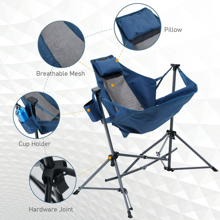 Alpha Joy Hammock Camping Chair Folding Rocking Chair Men s Size 41.73l x 28.35W x 36.61H Blue