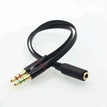 3.5mm Dual 2 Male to Female Plug Jack Stereo Audio Headset Mic Y ...