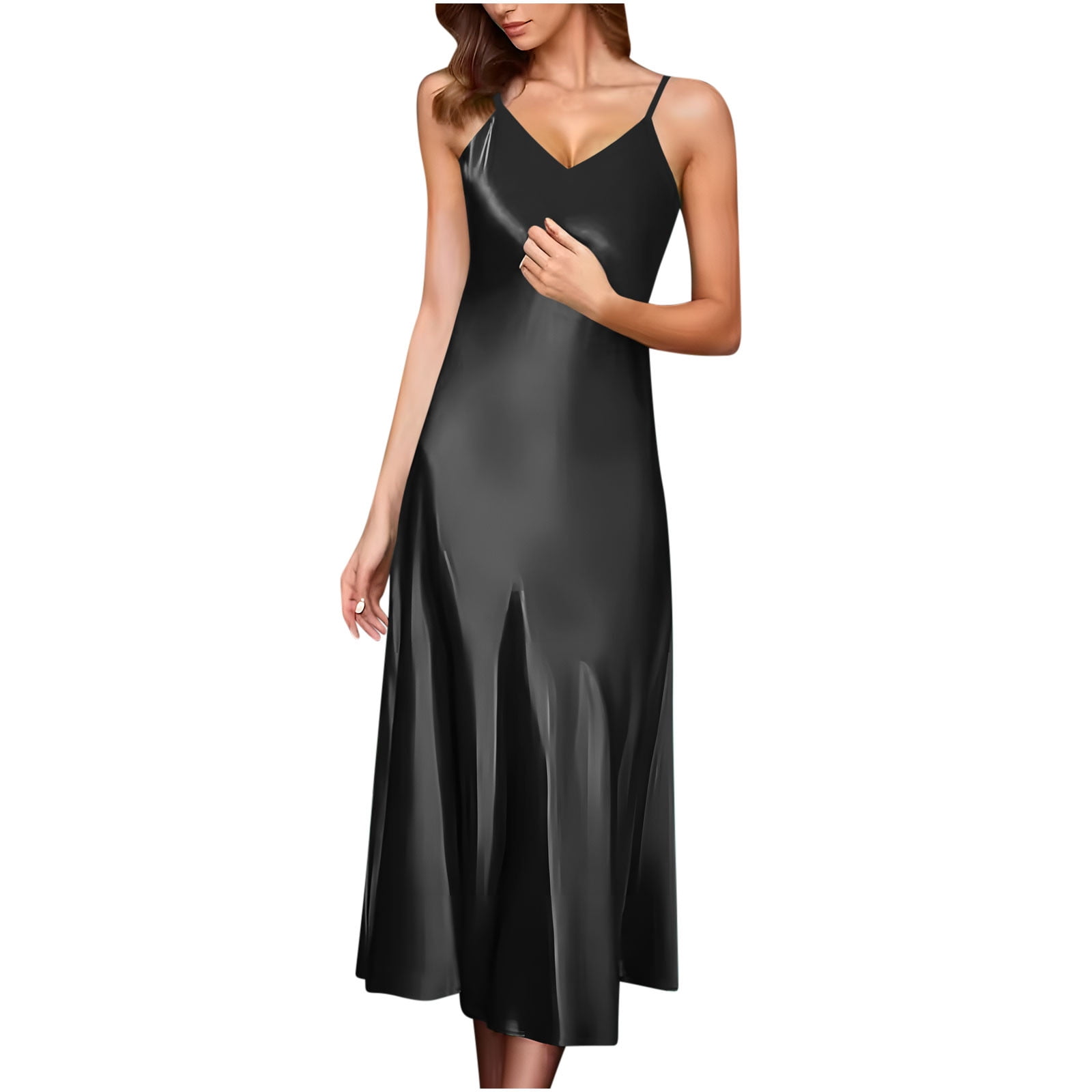 Click here for Aherbiu Satin Dresses For Women Spaghetti Strapdee... prices