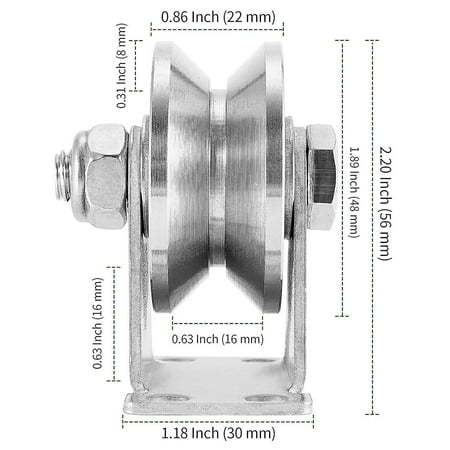 2 Packs 2 Inches Groove Wheel Pulley, 304 Stainless Steel V-groove ...