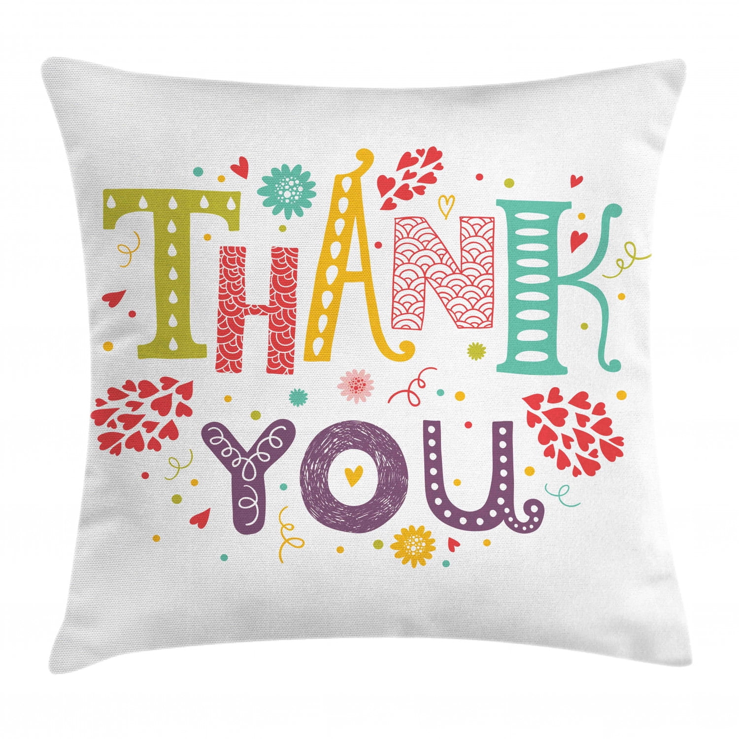 Thank You Throw Pillow Cushion Cover, Modernistic and Sweet Lettering ...