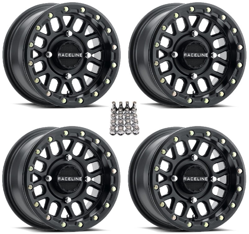 Raceline Podium Beadlock ATV Wheels/Rims Black 14" Can-Am Commander ...