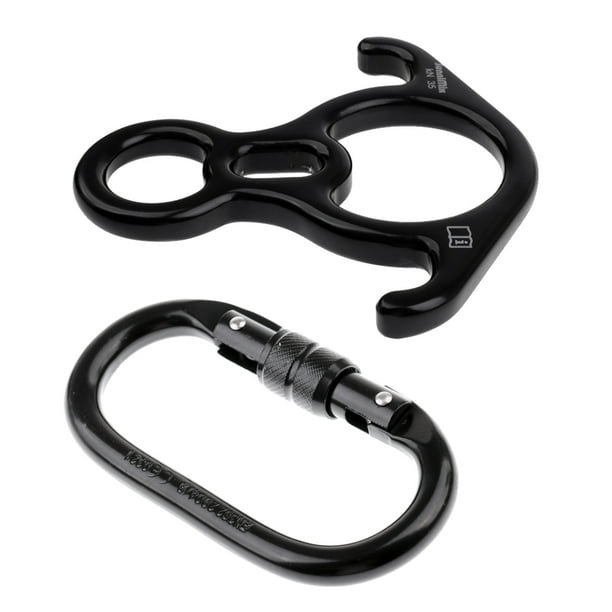 25KN O Mosquetón con bloqueo de tornillo de acero en O + Equipo de de descenso en 8 Soledad ...