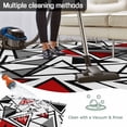 Abstract Lines Outdoor Rug, Black Gray Red Triangle Geometric Modern ...