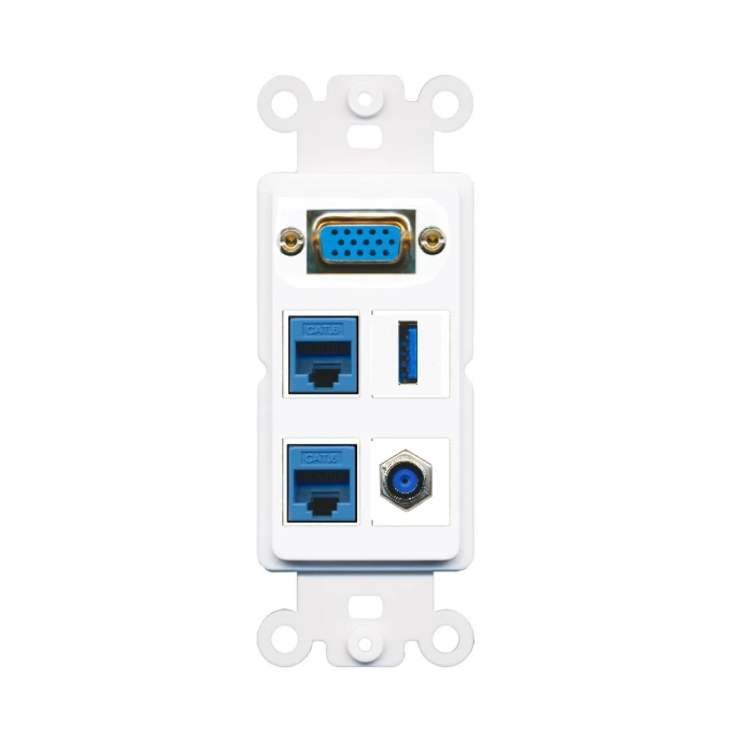 Ultra Spec Cables Custom Wall Plate Rocker SVGA White with up to 4 ...