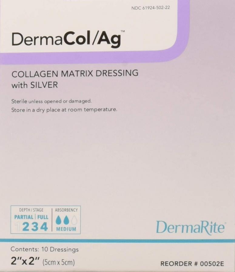 DermaCol Ag Silver Collagen Matrix Dressing, 2 Inches x 2 Inches ...