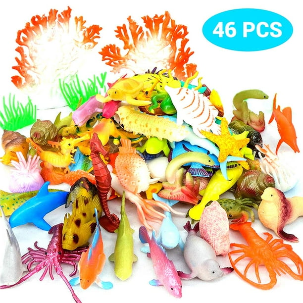 babydream1 46pcs/set Sea Animals PVC Under The Sea Life Figure Bath ...