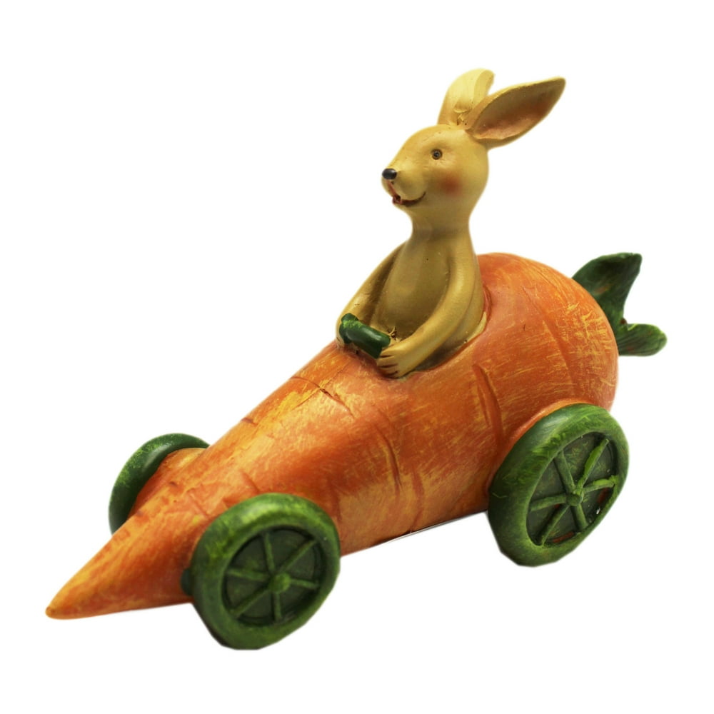 Spring Rabbit Driving a Carrot Car Decorative Figure - By Ganz ...