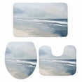 Abstract Wave Art Bathroom Rugs Set Light Blue Seaside Oil Painting ...