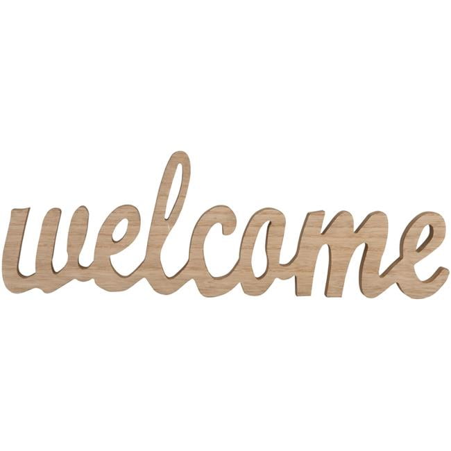 Home Essentials & Beyond 43748 18 in. Welcome Natural Word Sign ...