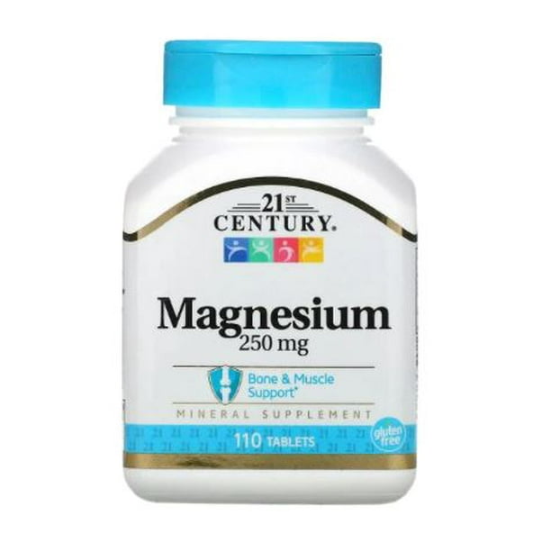 Magnesio 250 mg Apoya la Salud de los Huesos y los Músculos 21ST ...