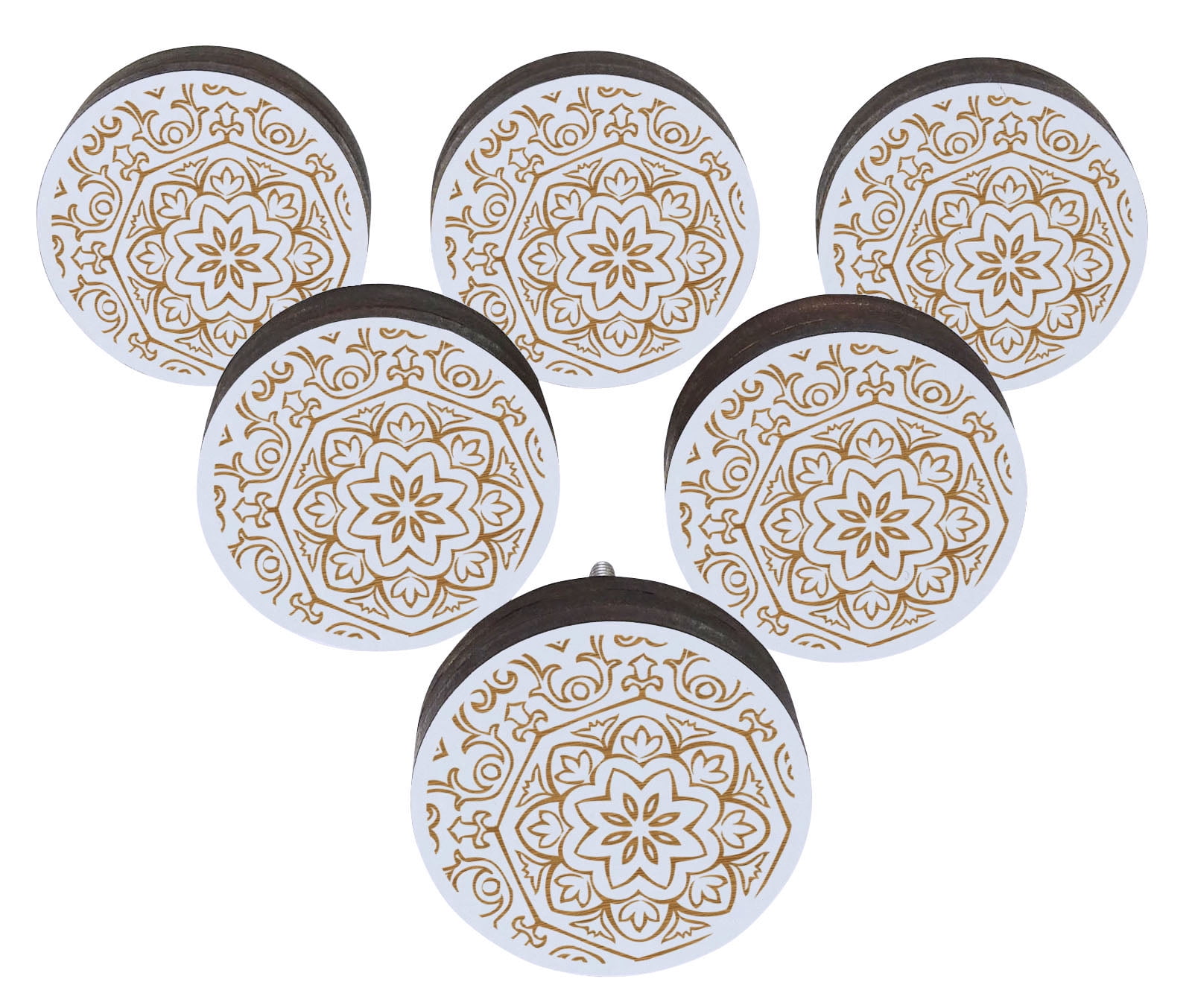 IBA Indianbeautifulart White Engraved Knobs Wooden Cupboard Door Knobs ...