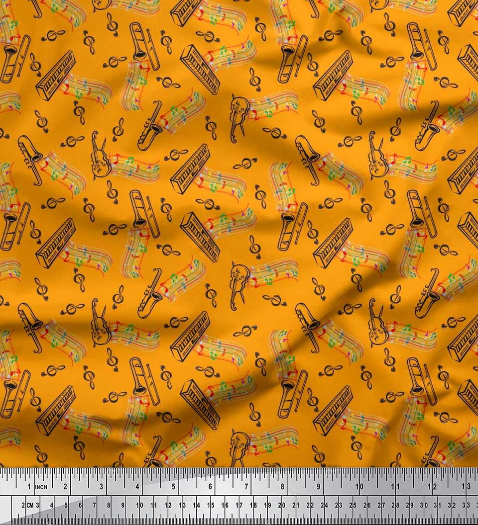Soimoi Japan Crepe Satin Fabric Notes,Piano & Guitar Musical Instrument ...