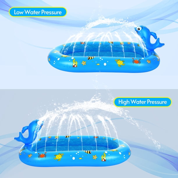 Splash Cute Dolphin Inflatable Sprinkler Pool for Kids 170 x 101cm/ 67 ...