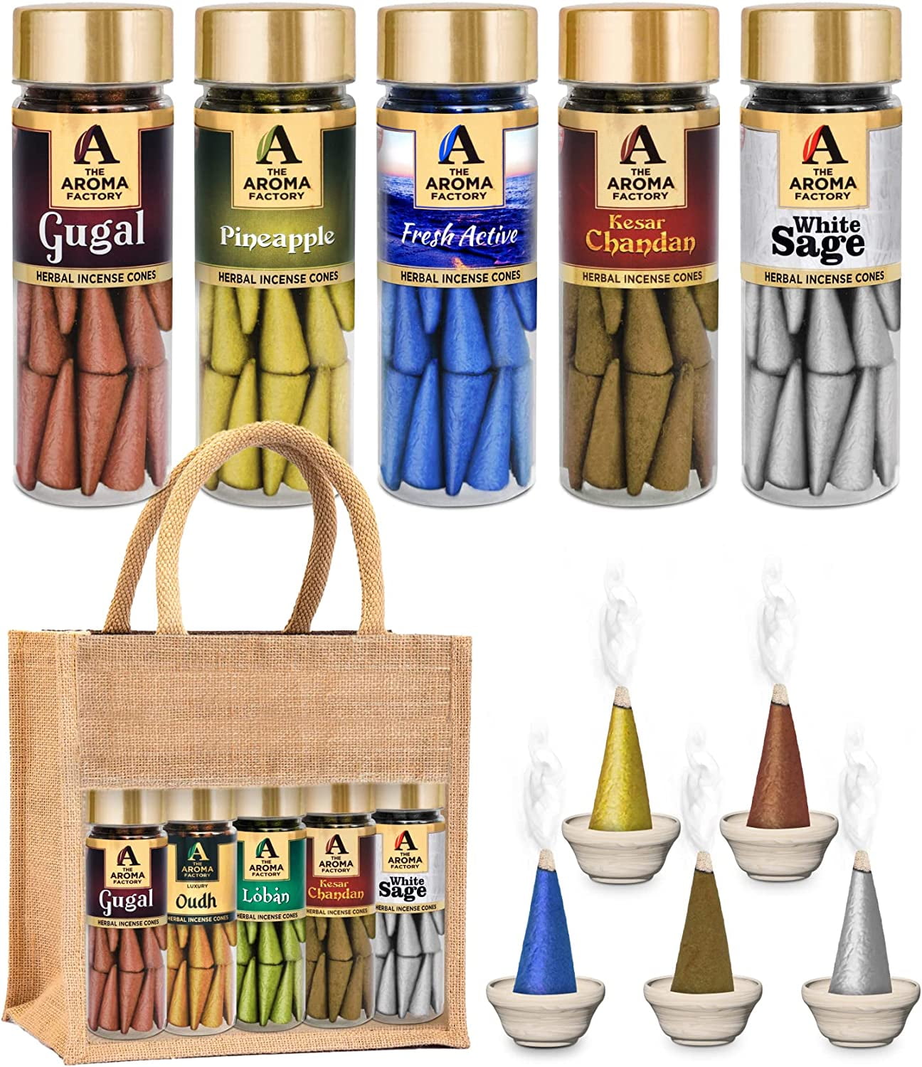 The Aroma Factory Organic Incense Cones No Charcoal | No Bamboo | Non ...