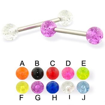 UV Glitter Tongue Ring/Snake Eyes/Nipple 14G (1.6mm) Acrylic (PINK) (B/4/5) - Walmart.com