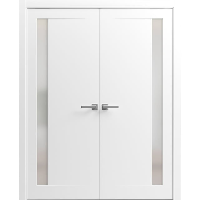 Solid French Double Doors 48 x 96 inches | Planum 0660 Painted White ...