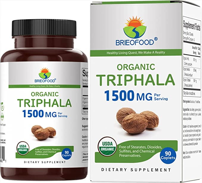 Brieofood Organic Triphala 1500mg, 45 Servings, Vegetarian, Gluten Free ...